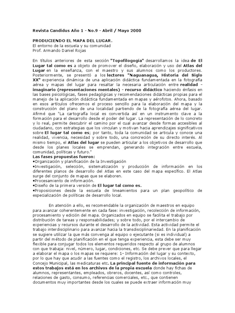 PRODUCIENDO EL MAPA DEL LUGAR. El Entorno de La Escuela y Su Comunidad ...
