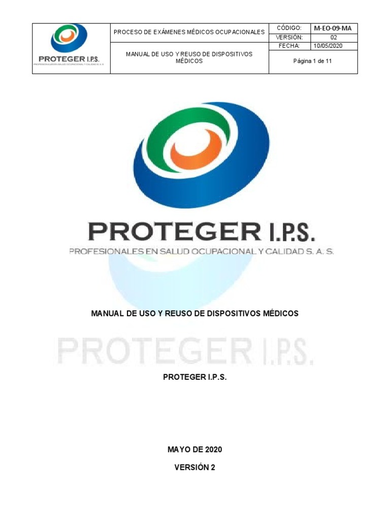 M-Eo-09-Ma Manual de Uso y Reuso de Dispositivos Medicos | PDF | Esterilización (Microbiología ...