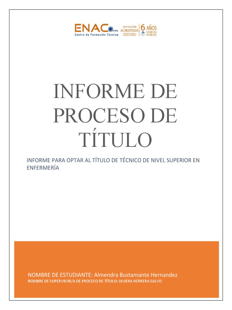 Formato de Informe Proceso de Titulo - Tens | PDF