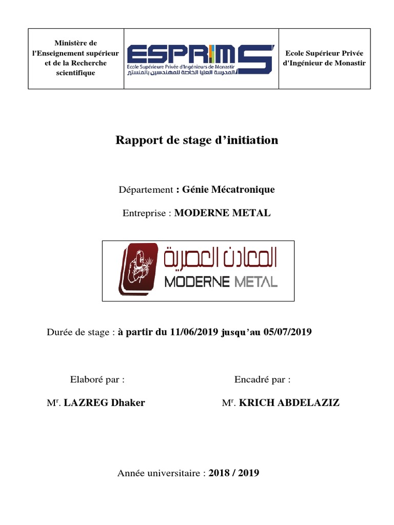 Rapport Du Stage MODERNE METAL | PDF | Soudage | Construction