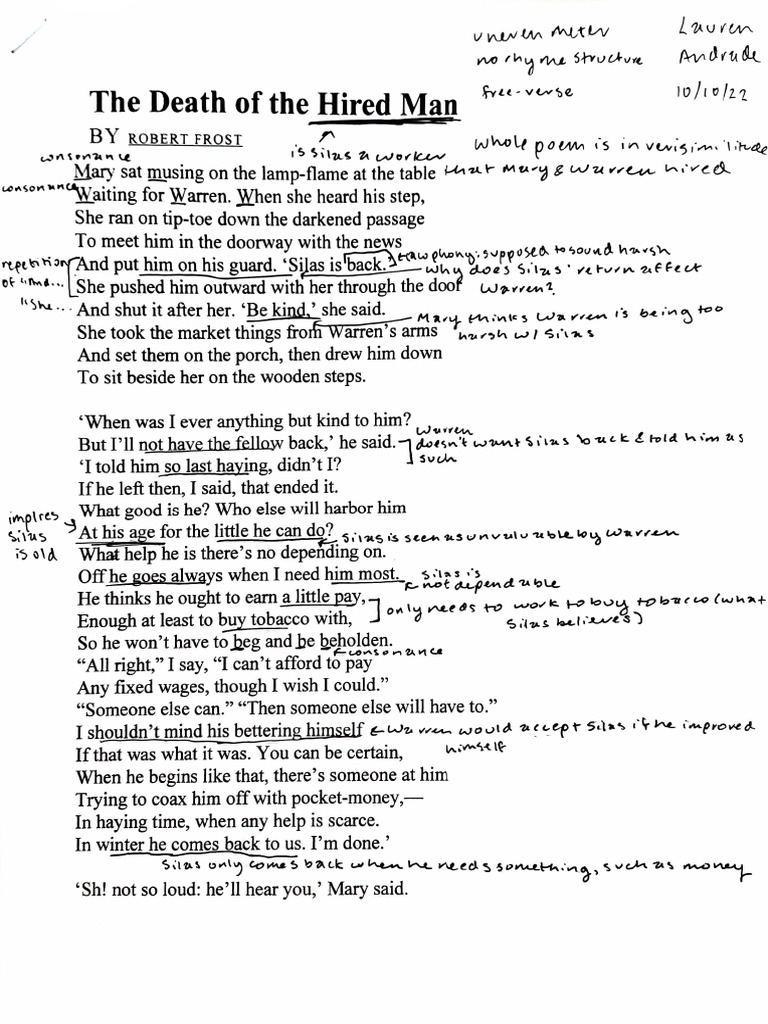 The Death of The Hired Man | PDF