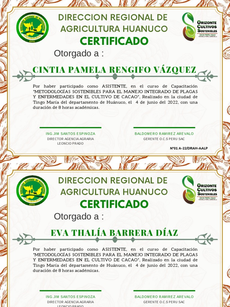 CERTIFICADOS | PDF | Comida y bebida | Agronomía