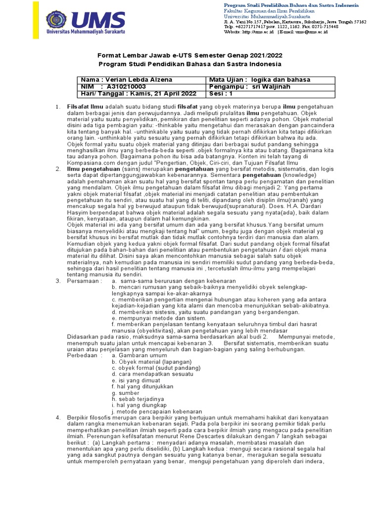 Logika Bahasa Uts | PDF