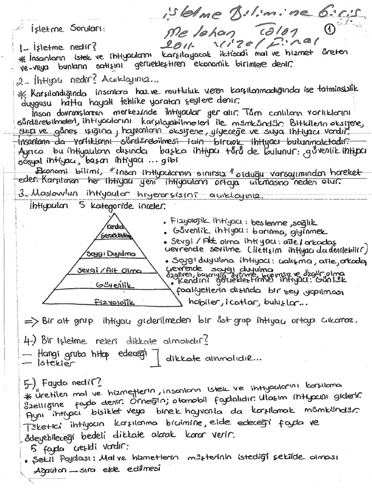 Letme Bilimine Giriş Metehan Tolon 1 Dönem Ders Notu | PDF