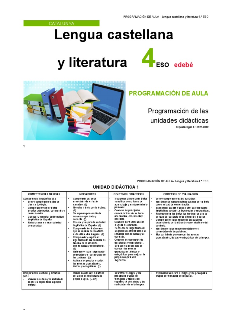 830555-7-4-Programacion Aula Lengua 4eso Catalunya | PDF | Palabra | Oración (Lingüística)