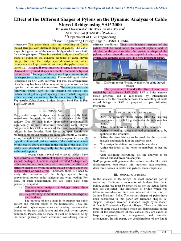 Effect of The Different Shapes of Pylons | PDF | Beam (Structure) | Bridge