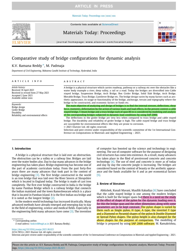 Comparative Study of Bridge Configurations For Dynamic Analysis | PDF | Bridge | Bending