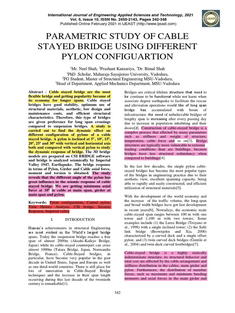 Parametric Study of Cable Stayed Bridge Using Different Pylon ...