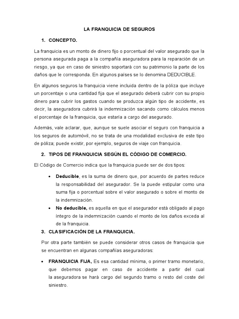 La Franquicia | PDF | Póliza de seguros | Seguro