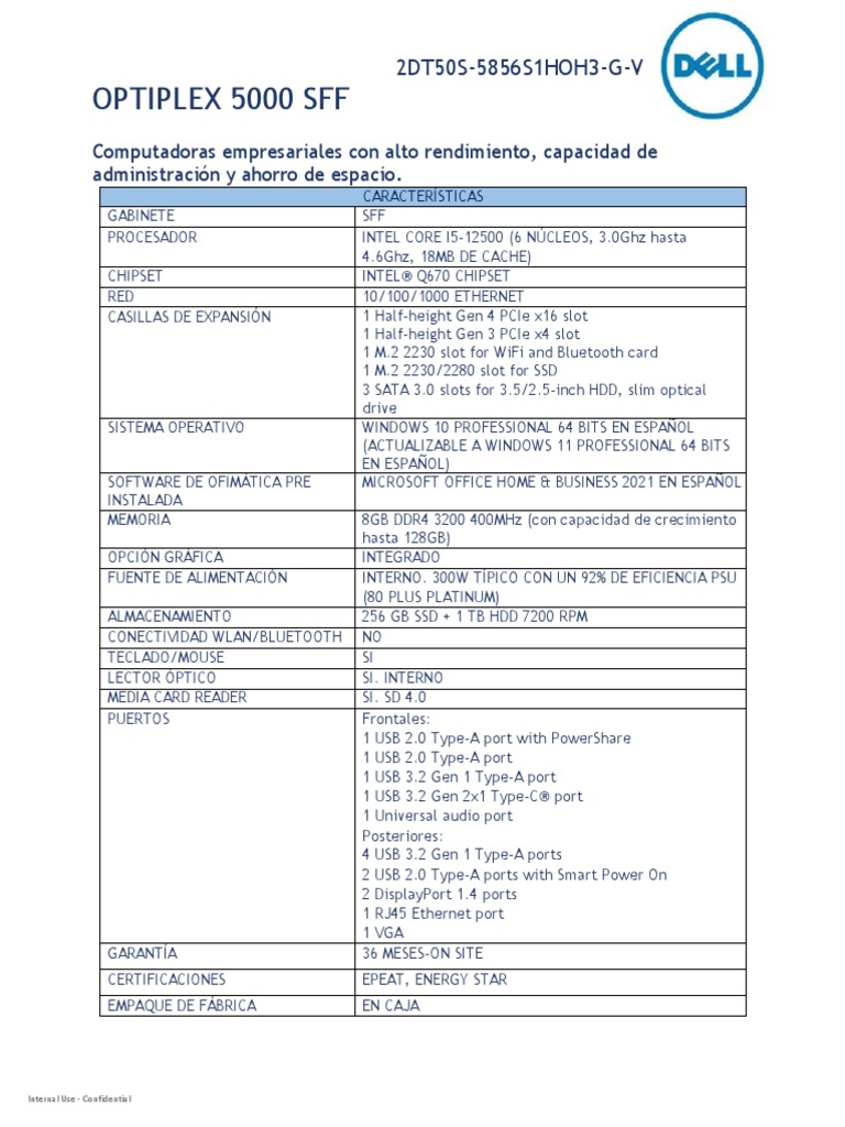 Optiplex 5000 SFF: Computadoras Empresariales Con Alto Rendimiento ...