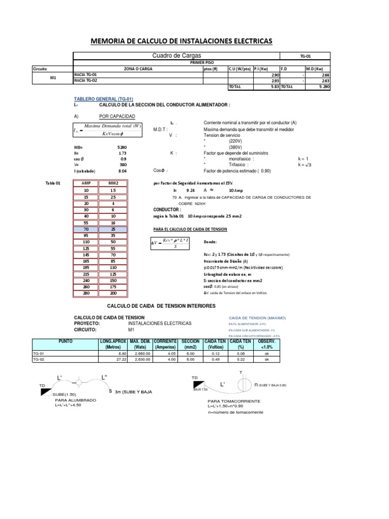 Memoria de Calculo Electricas Victor Diaz 1 | PDF | Electricidad | Poder (Física)