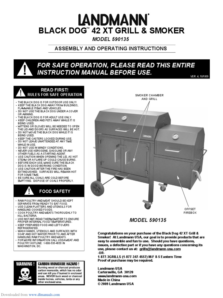 Landmann BLACK DOG 42 XT Assembly and Operating Instructions Manual ...