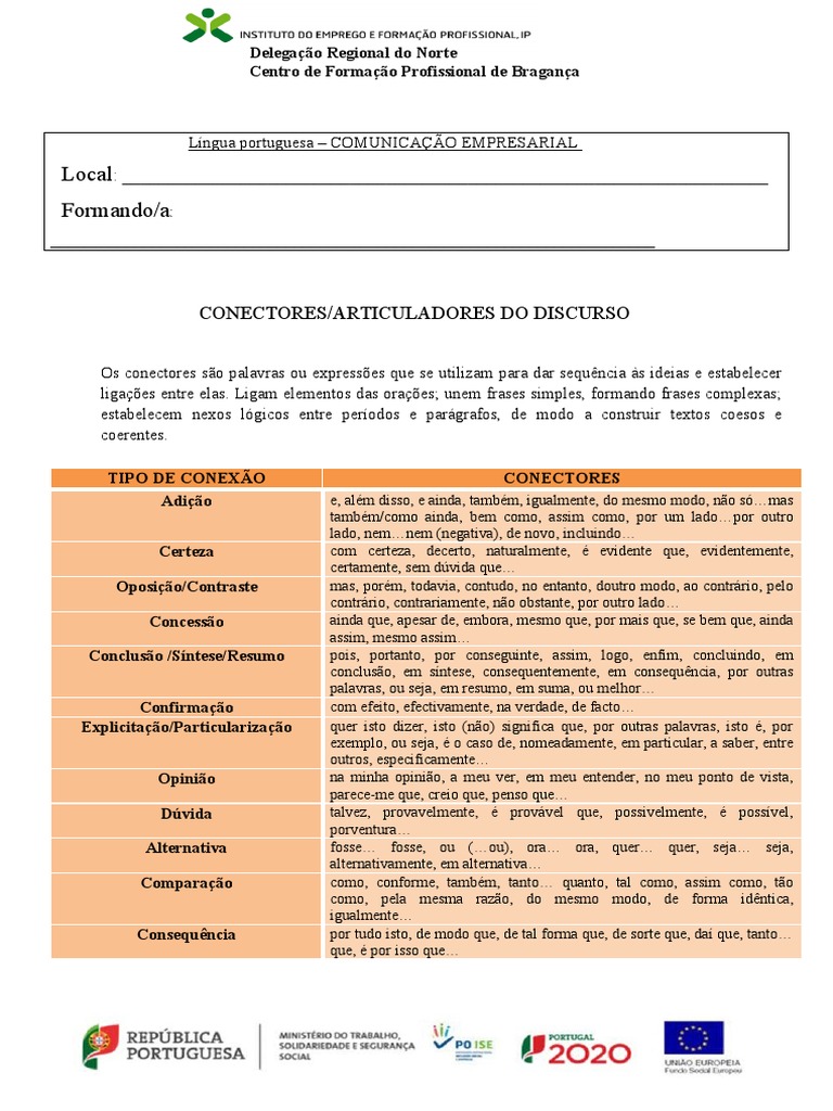 Conectores e articuladores do discurso: ferramentas para construir ...