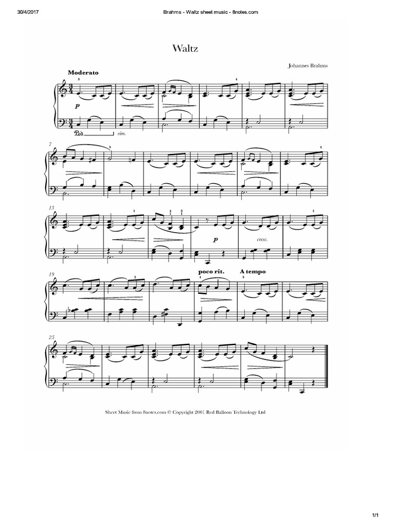 Brahms - Waltz Sheet Music | PDF