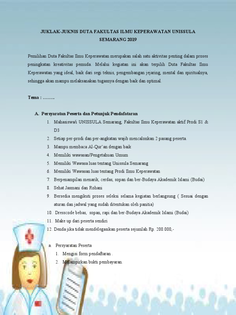 Pemilihan Duta Keperawatan UNISSULA 2019 | PDF