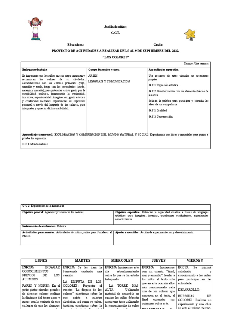 Proyecto Los Colores | PDF | Color | Aprendizaje