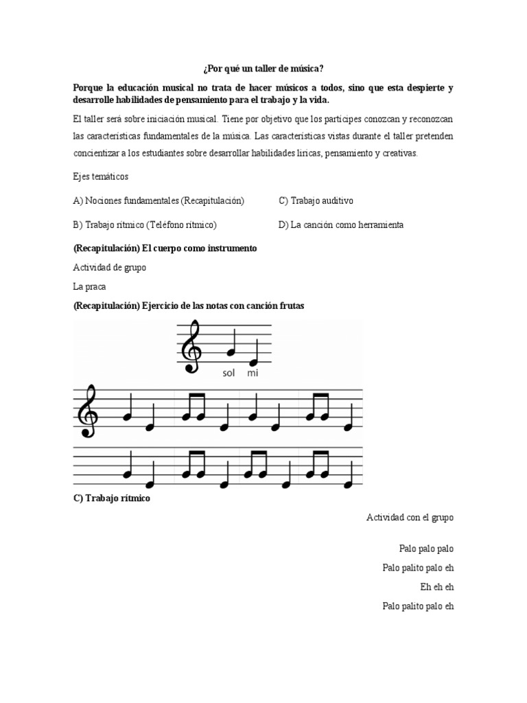 Taller de Música | PDF | Notación musical | Composiciones Musicales