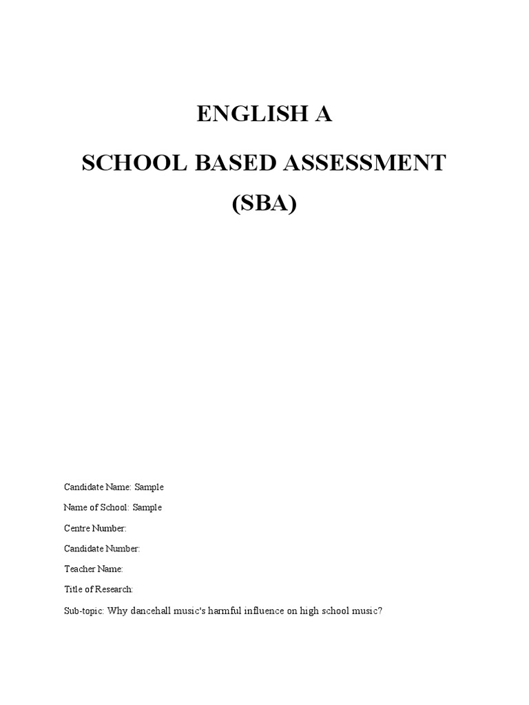 Class#2022 Sample English Sba | PDF | Adolescence | Self Esteem