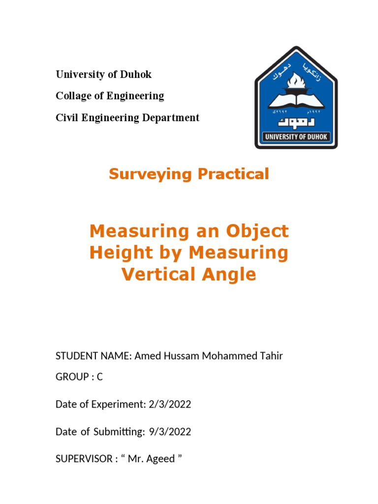 Measuring An Object Height by Measuring Vertical Angle: Surveying ...