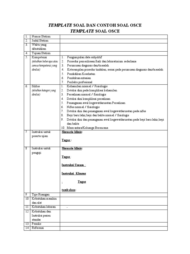 Template Soal Osce D3 | PDF