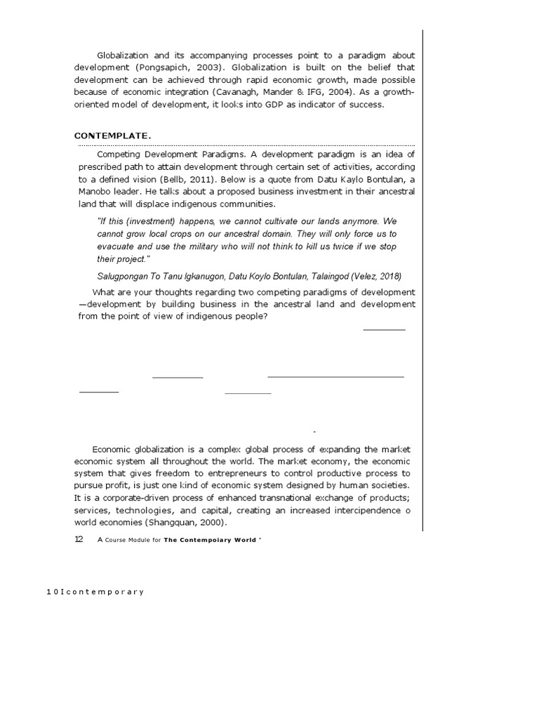 P2 The Contemporary World Outline UPDATED 2022-10 | PDF
