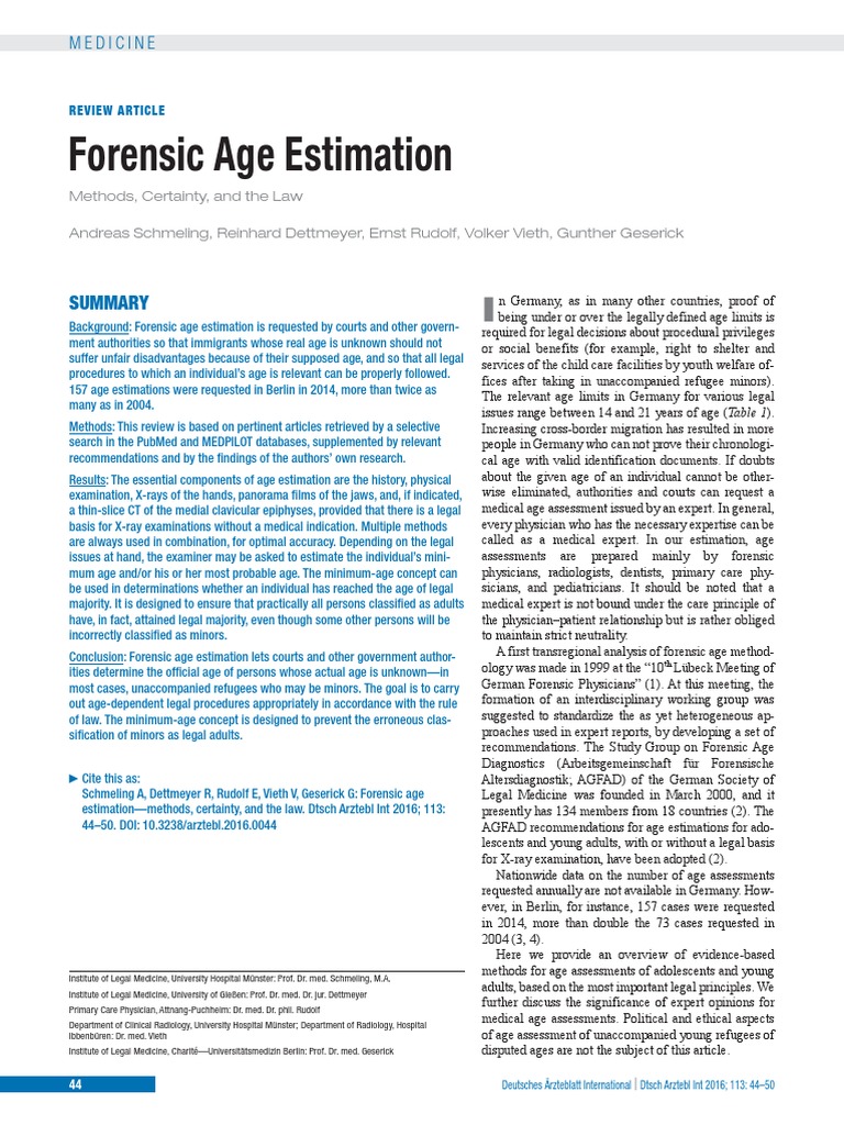 Forensic Age Estimation Pdf Ct Scan Radiography