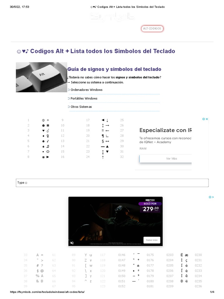 Codigos Alt + Lista Todos Los Simbolos Del Teclado | Descargar gratis ...
