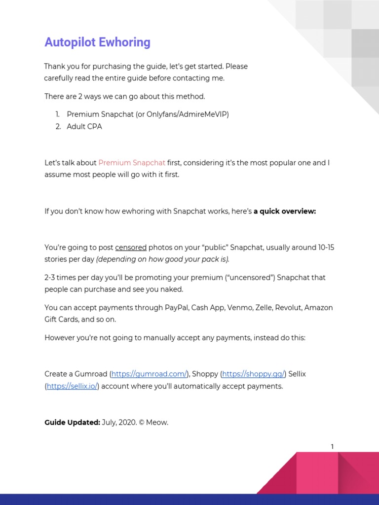 (MAIN) Autopilot Ewhoring V9 | PDF | Snapchat | Adobe Photoshop