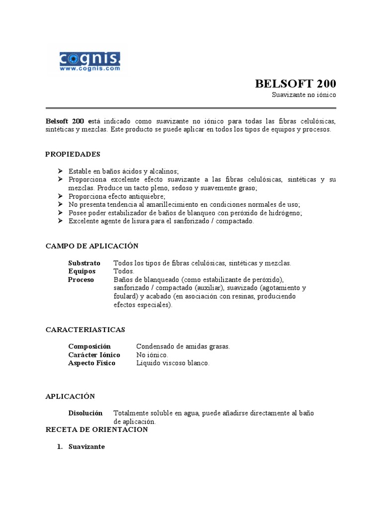 Belsoft 200 | PDF | Compuestos químicos | Materiales