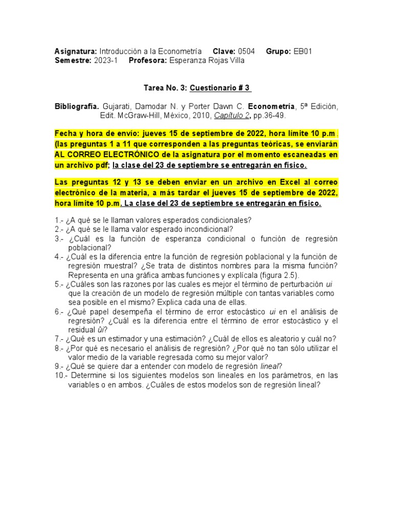 Cuestionario Cap. 2 2023-1 | Descargar gratis PDF | Regresión lineal | Análisis de regresión