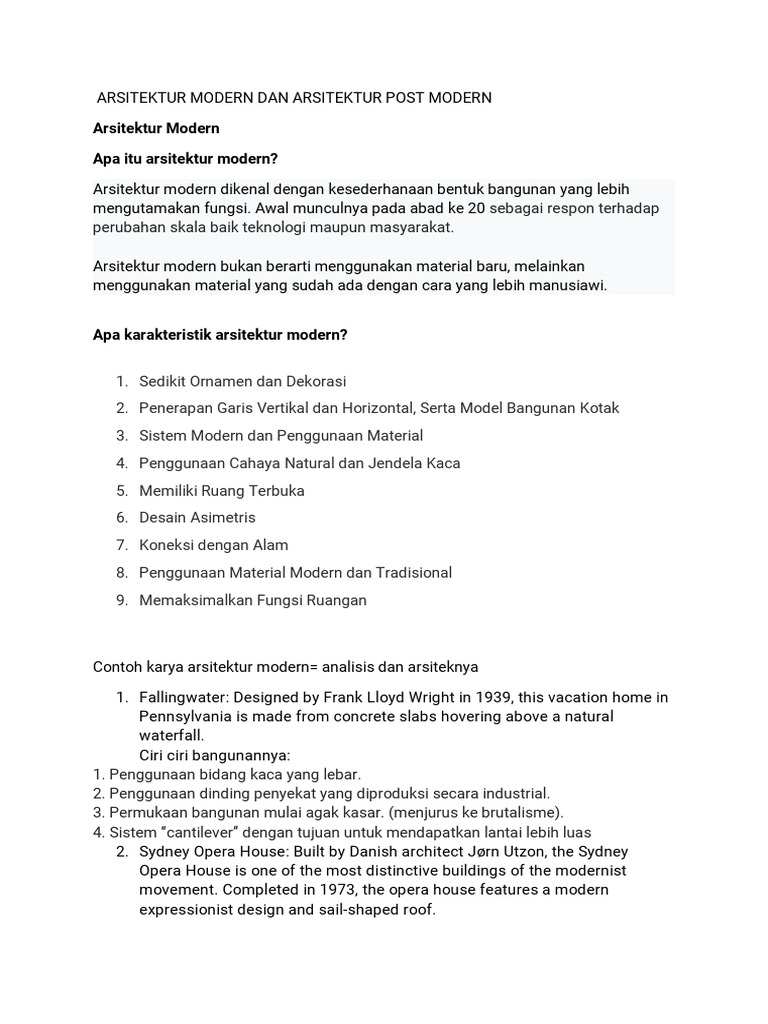 Arsitektur Modern Dan Arsitektur Post Modern Pdf