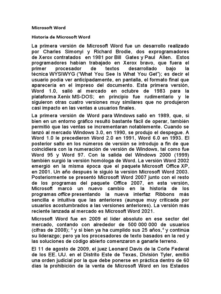 Historia de Microsoft Word | PDF | Microsoft Word | Obras intelectuales