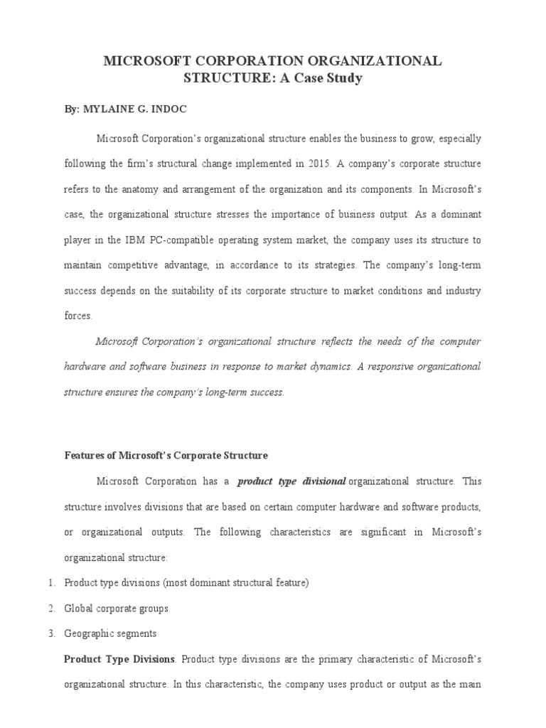 Microsoft Org Structure Analysis | PDF | Organizational Structure ...