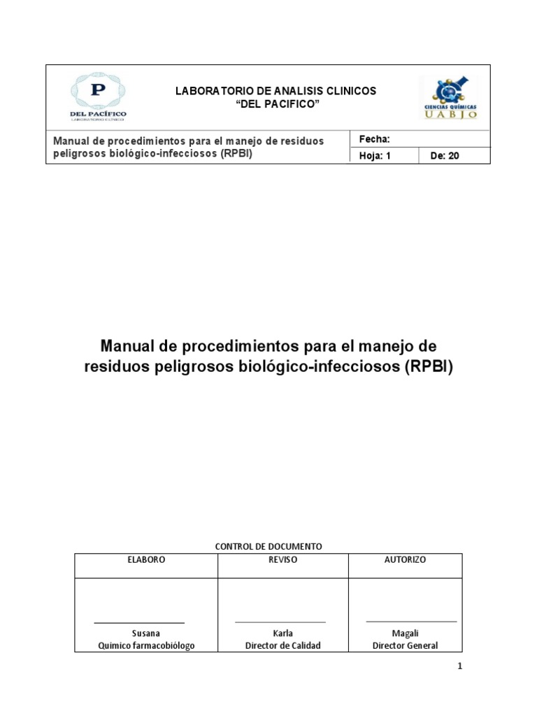Manual de Procedimientos Rpbi | PDF | Residuos | Laboratorios