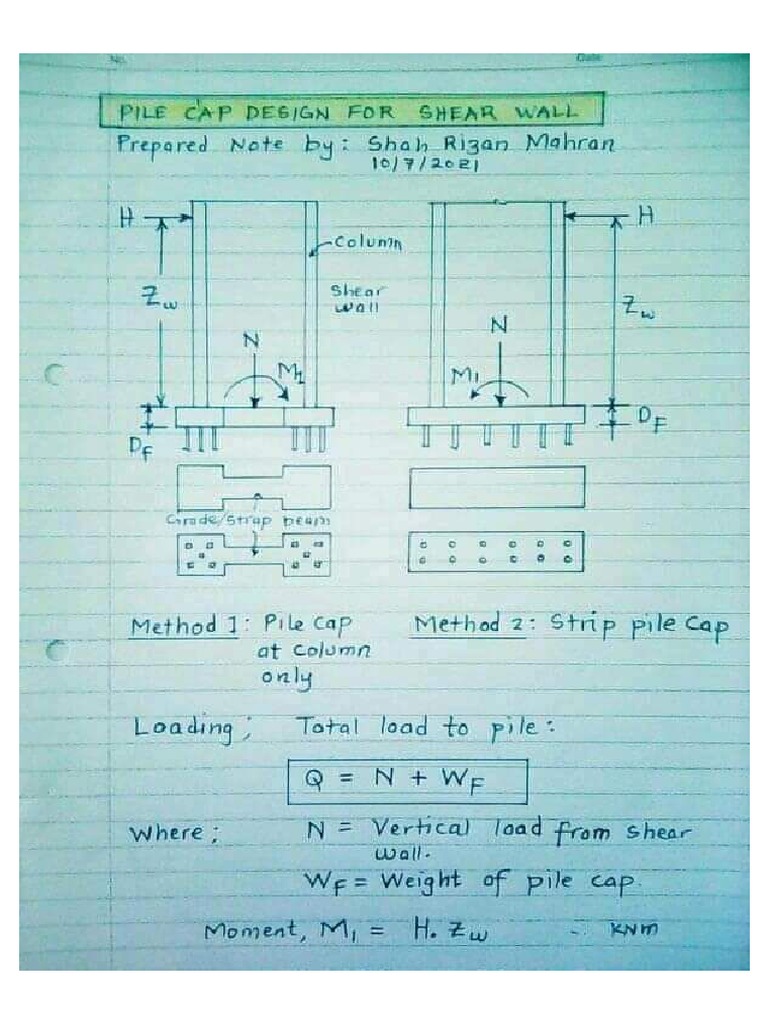 Pile Cap Design For Shear Wall-1 | PDF