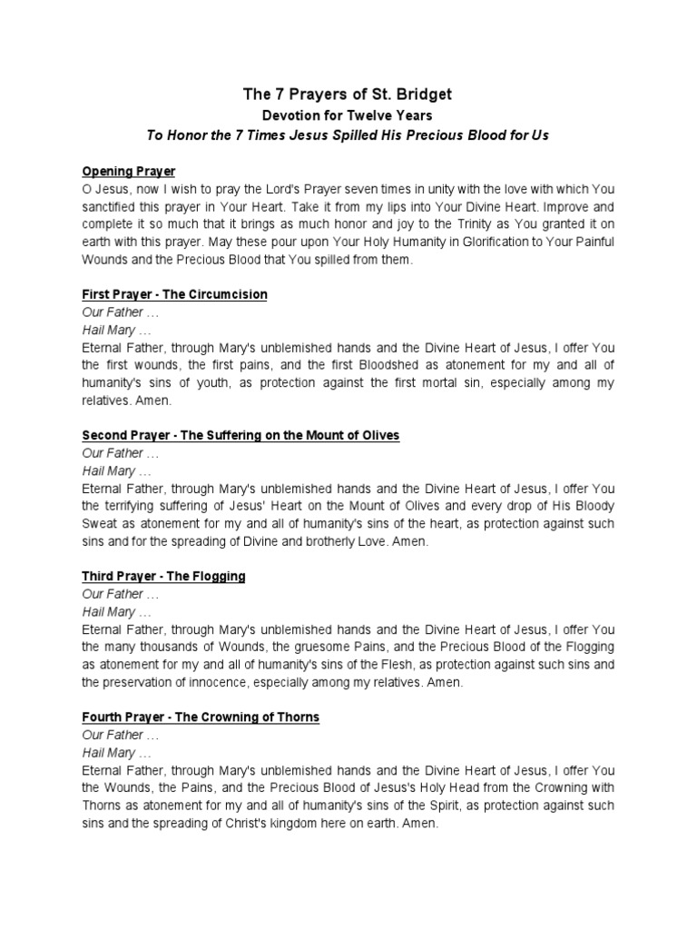 Saint Bridget 7 Prayers | PDF | Abrahamic Religions | Religious Belief ...