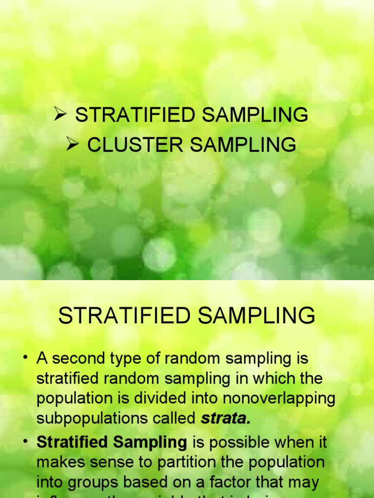 Stratified Cluster Sampling | PDF | Sampling (Statistics) | Stratified ...