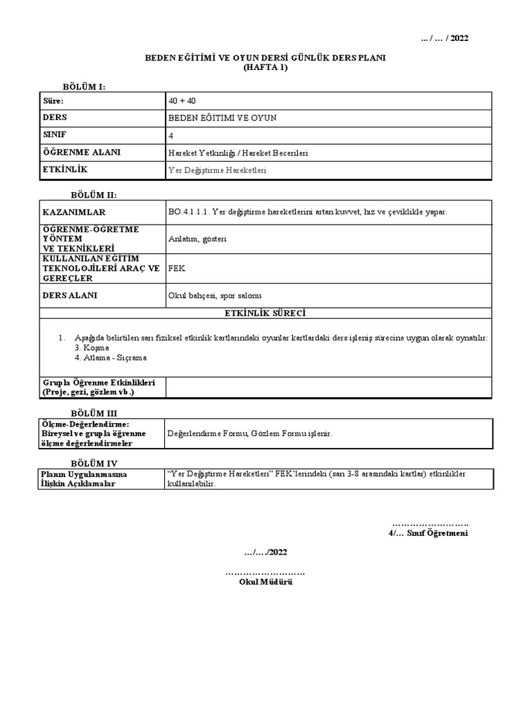 Hafta Günlük Planlar | PDF