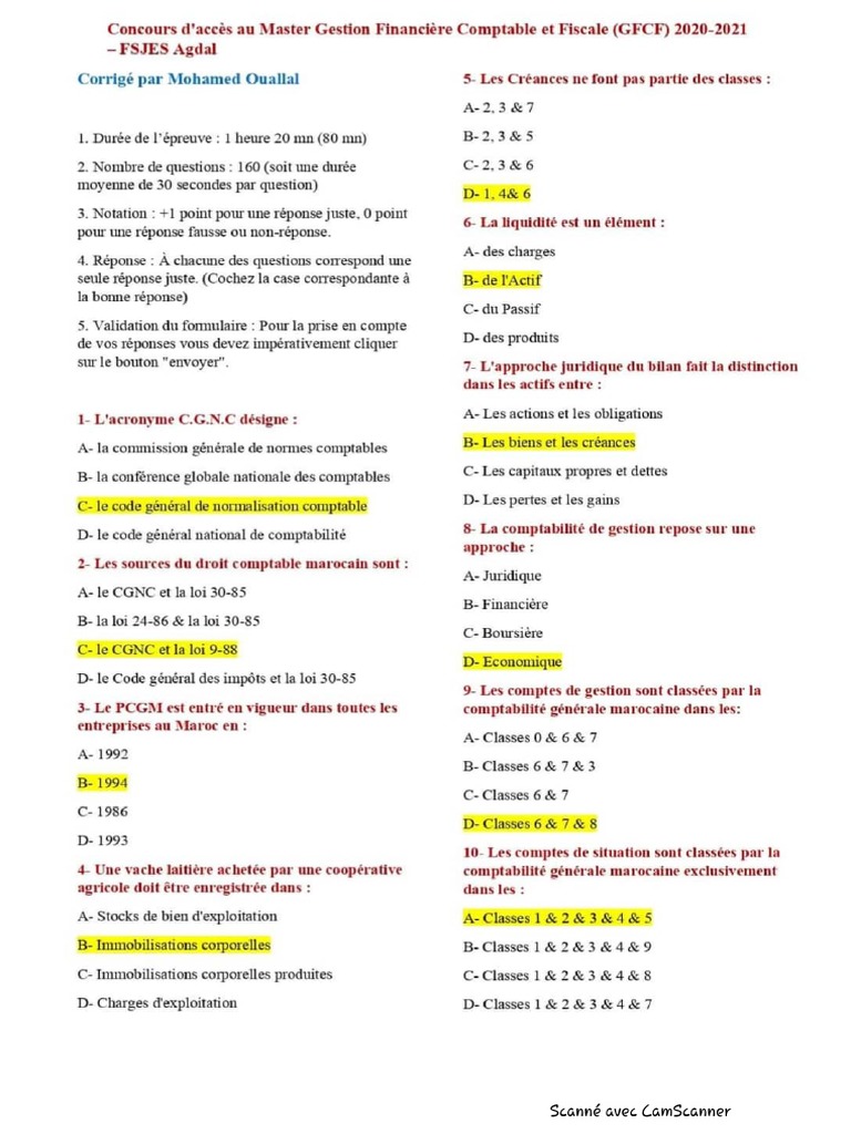 Correction Master GFCF 2020-2021 | PDF