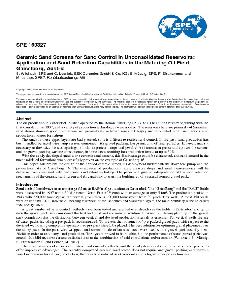 SPE 160327-Ceramic Sand Screens For Sand Control in Unconsolidated ...