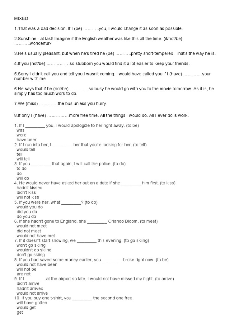 MIXED Conditionals | PDF
