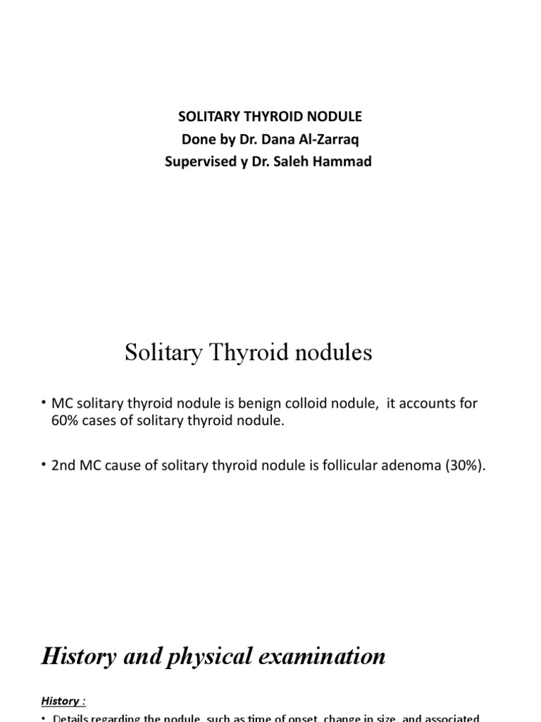 Diagnostic Evaluation and Management of Solitary Thyroid Nodules | PDF | Thyroid | Metastasis