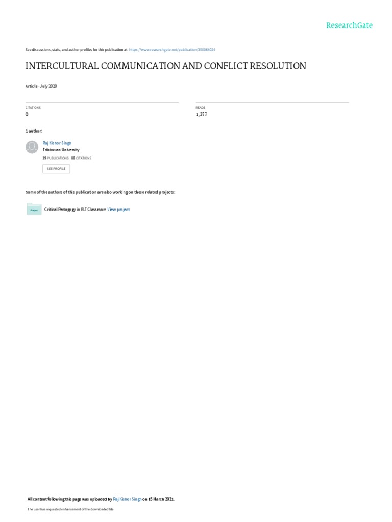 Intercultural Communicationand Conflict Resolution | PDF | Cross ...