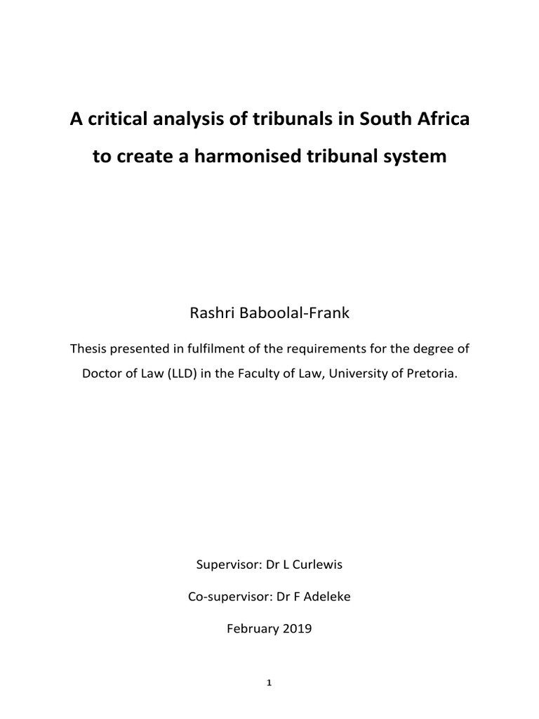Baboolal-Frank Critical 2019 Tribunals | PDF | Alternative Dispute ...