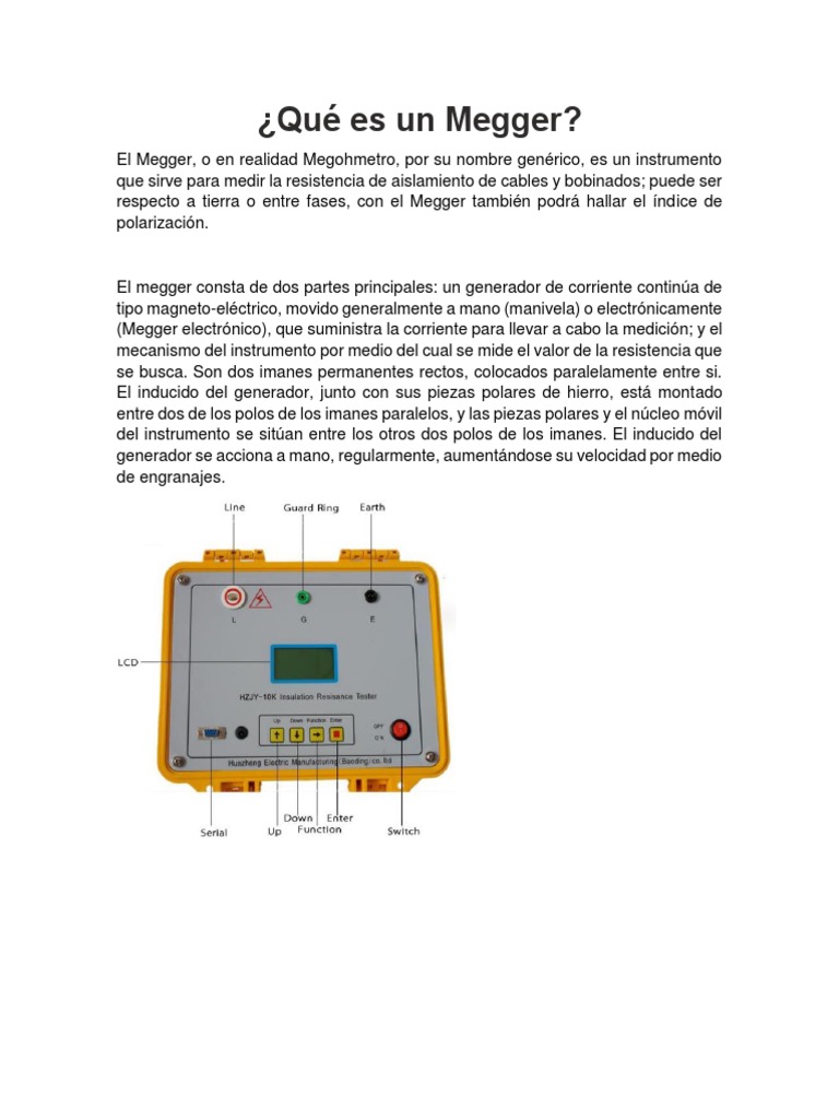 Qué Es Un Megger | PDF | Electricidad | Equipo