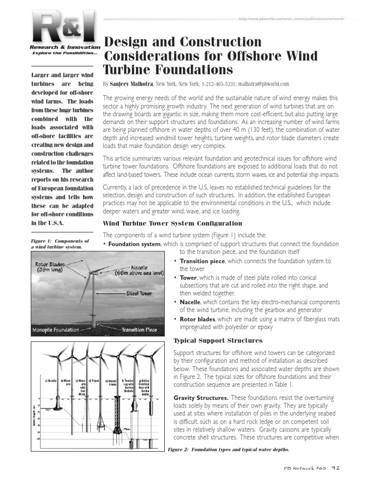 Design and Construction of Offshore Wind Turbine Foundations | PDF ...