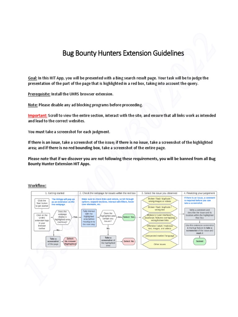 Bug Bounty Hunters Extension Guidelines 093022 | PDF | Screenshot | Ellipsis