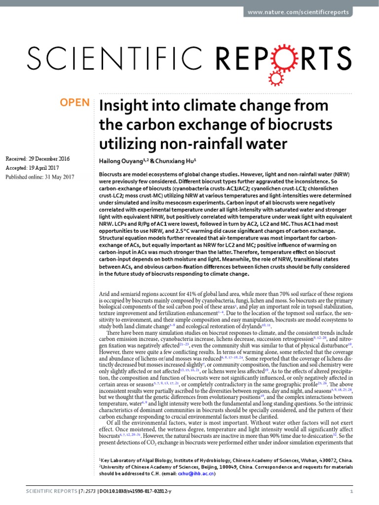 Insight Into Climate Change From The Carbon Exchan | PDF ...
