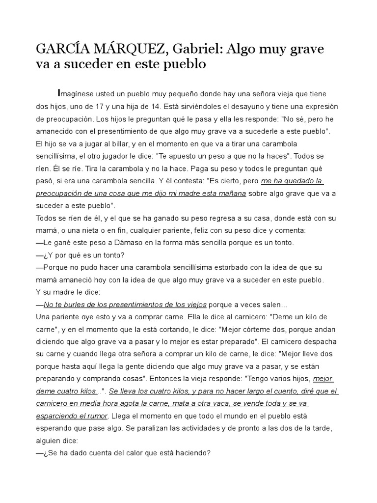 Algo Muy Grave Va A Suceder en Este Pueblo | PDF