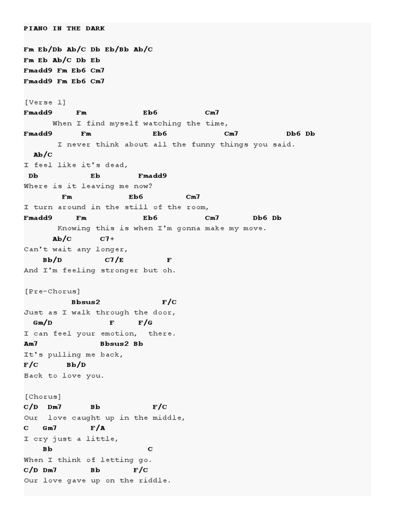 Piano Inthe Dark | PDF | Song Structure | Musical Forms